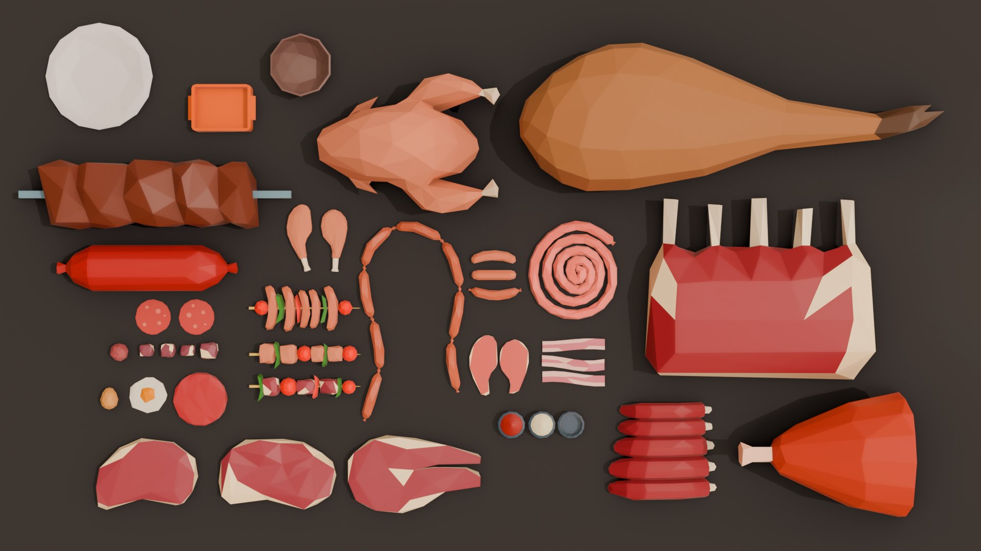 Collection 41 Meat Low Poly Model - TurboSquid 2344658