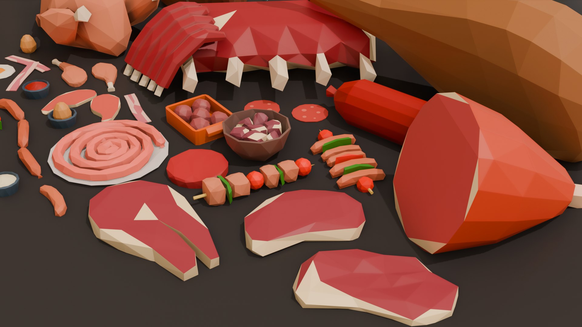 Collection 41 Meat Low Poly Model - TurboSquid 2344658