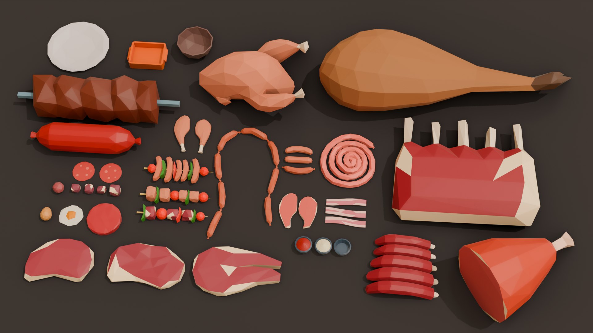 Collection 41 Meat Low Poly Model - TurboSquid 2344658
