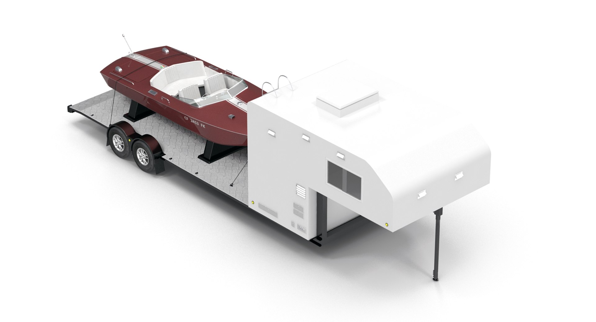 3d Lowboy Camper Motorboat