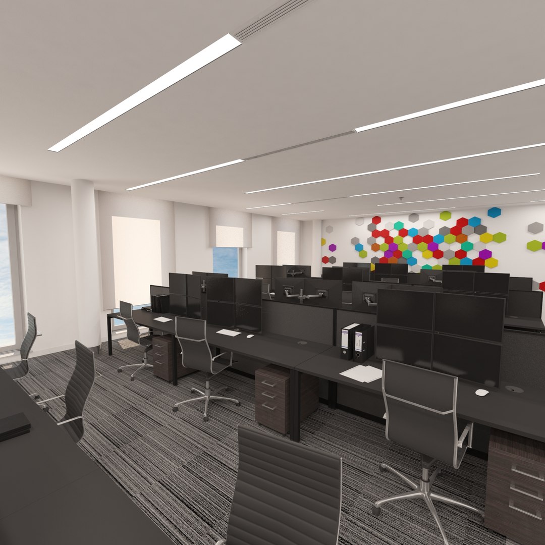 Open Space Office Interior 3D Model - TurboSquid 1655950