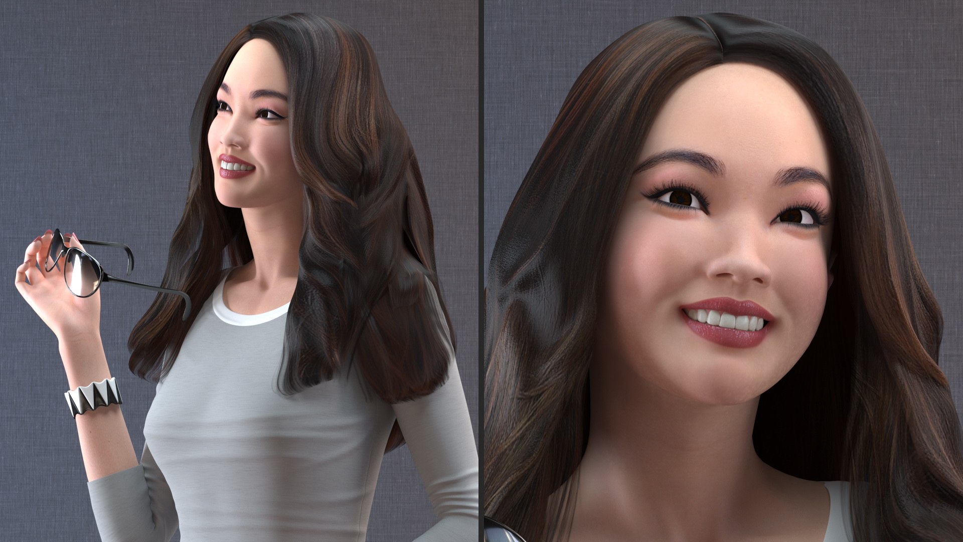 3D Smiling Chinese Woman model - TurboSquid 1851800