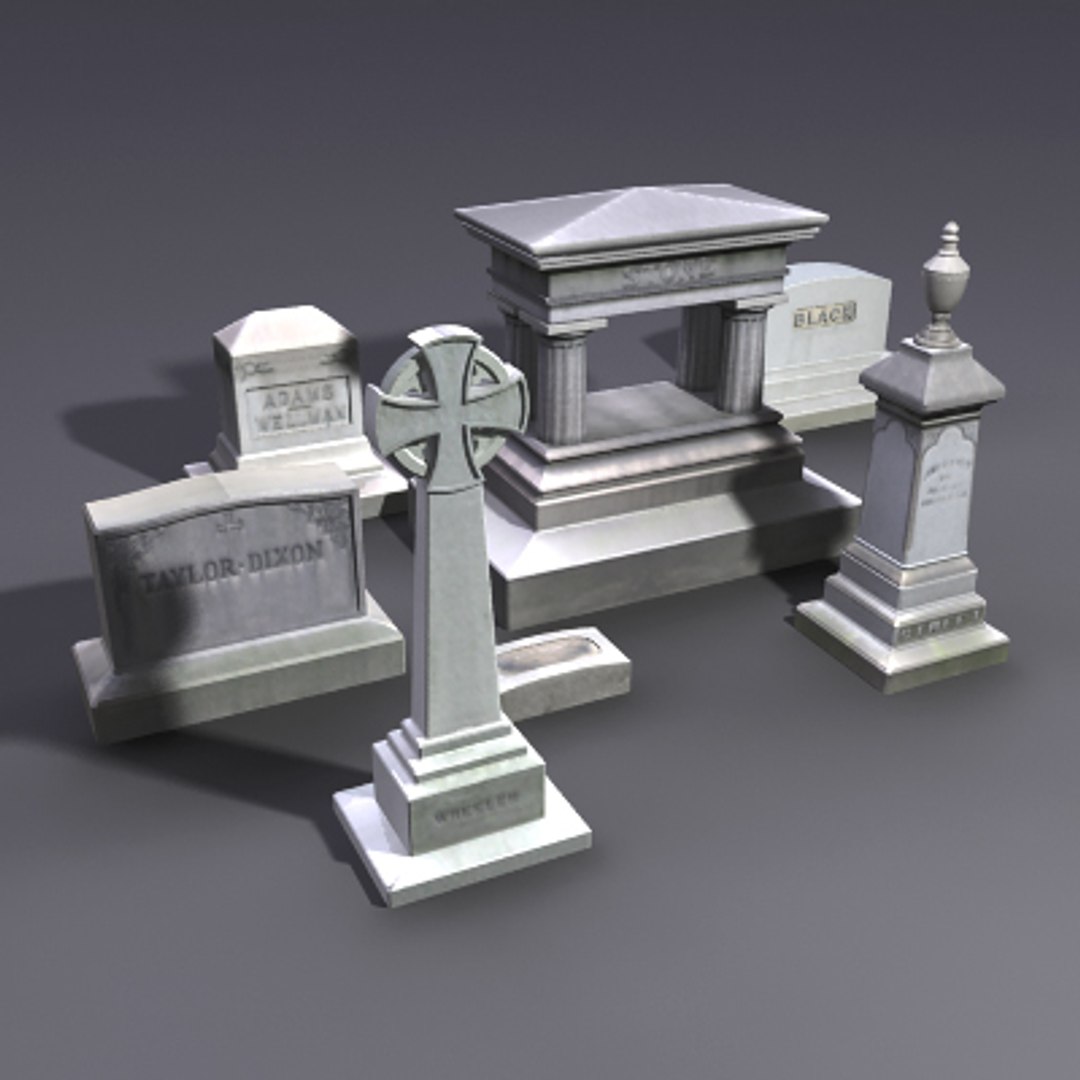 3d Set Gravestones Grave Stones Model