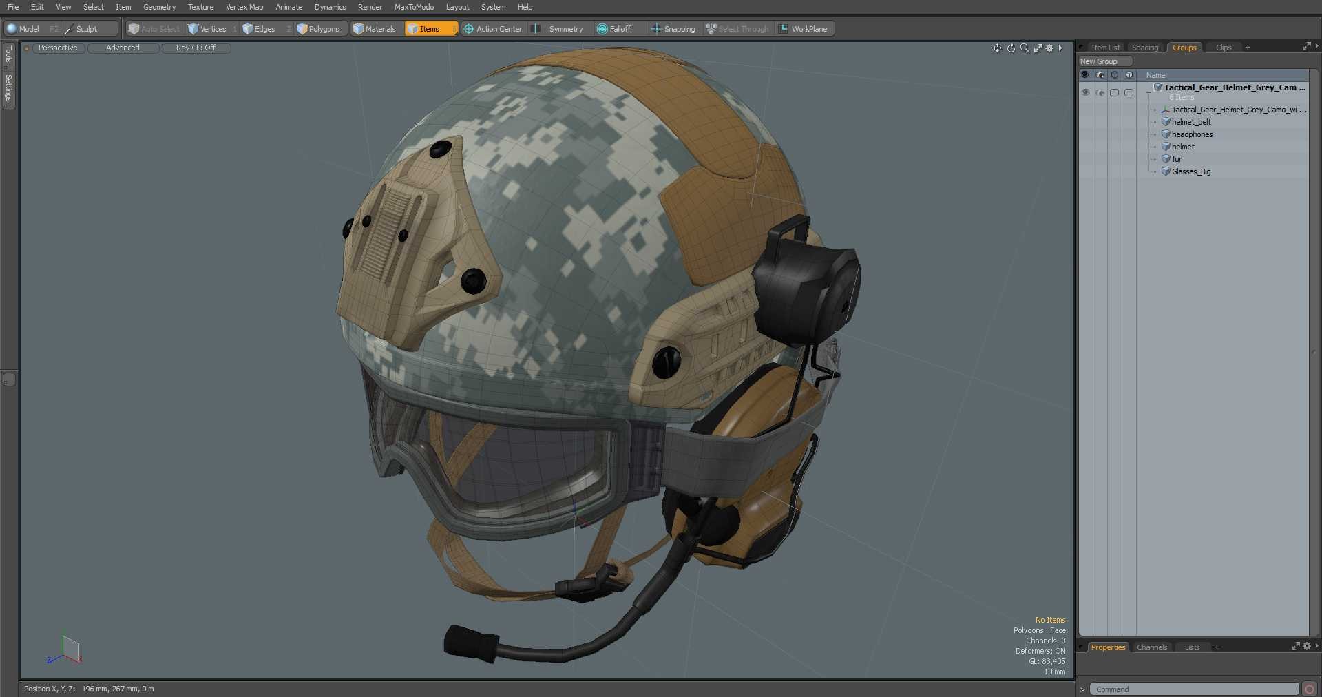 Tactical Gear Helmet Grey Camo With Goggles 3D Model - TurboSquid 2271182