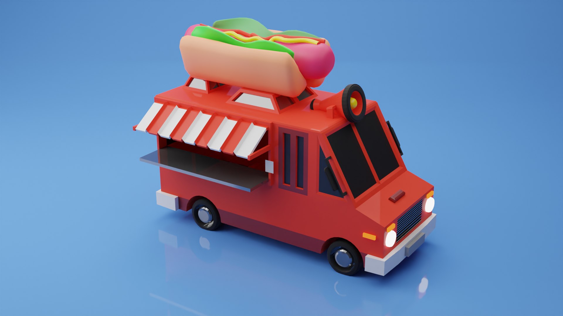 Low-poly Food Truck 3D Model - TurboSquid 2065620