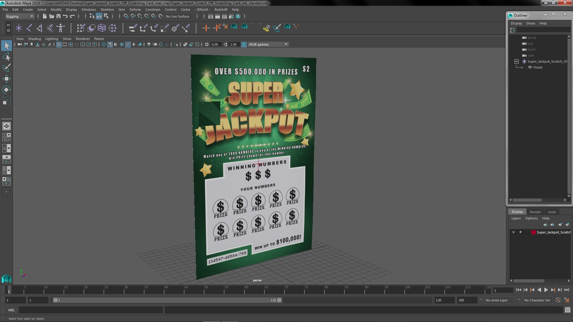 3D Super Jackpot Scratch Off Scratching Card Model - TurboSquid 2115258