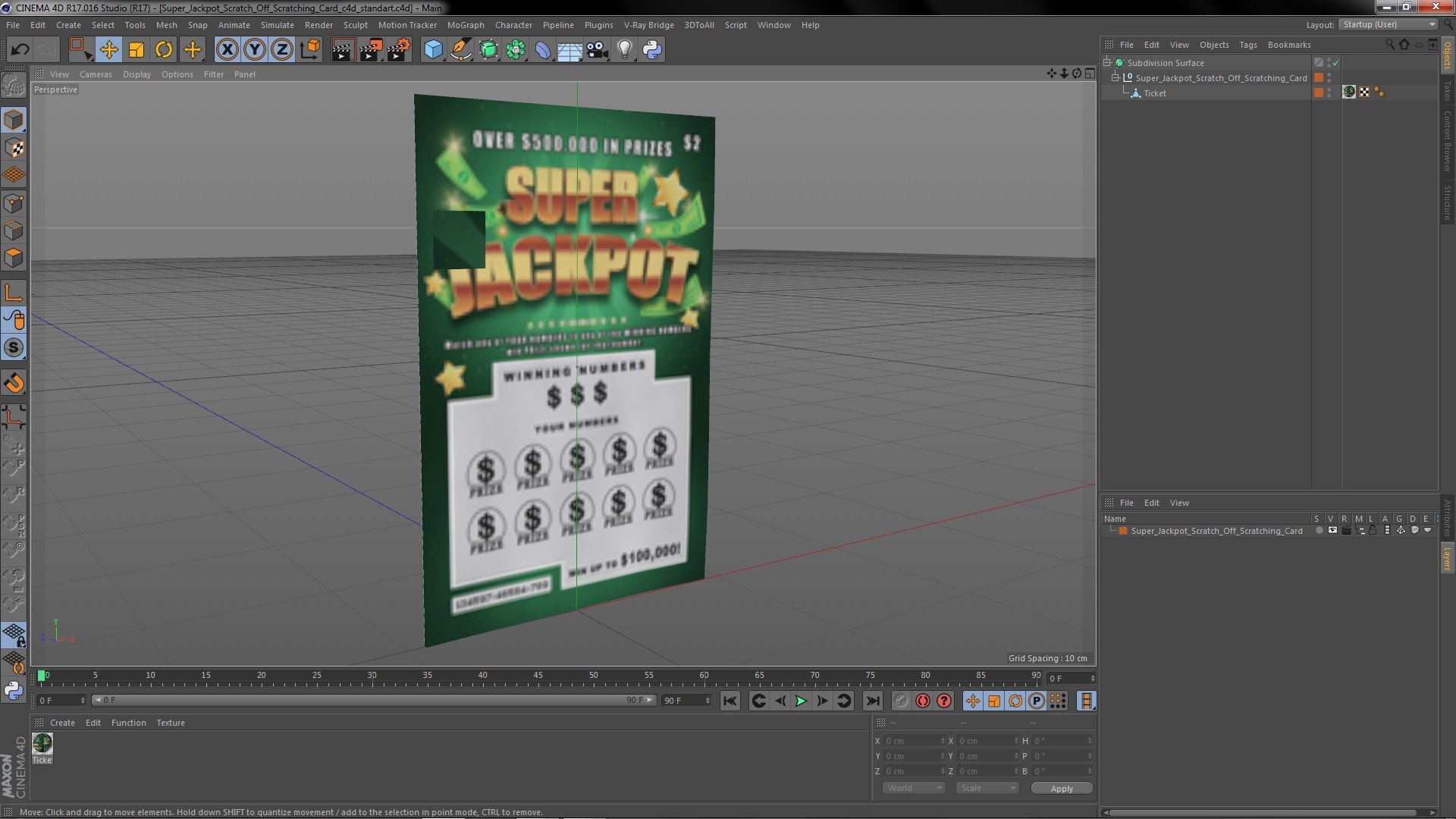 3D Super Jackpot Scratch Off Scratching Card Model - TurboSquid 2115258