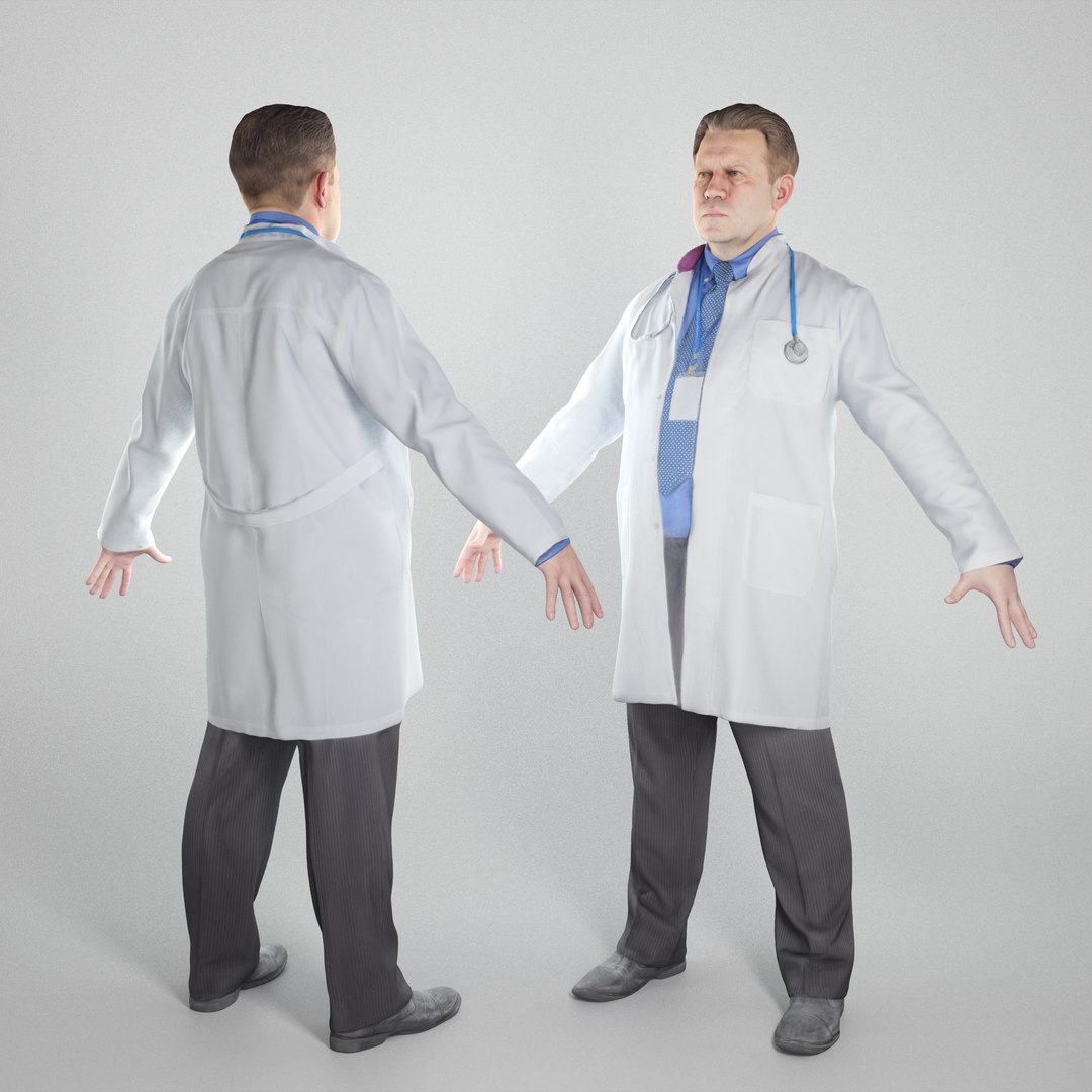 Man In Lab Coat In A-pose 332 3D Model - TurboSquid 1779010