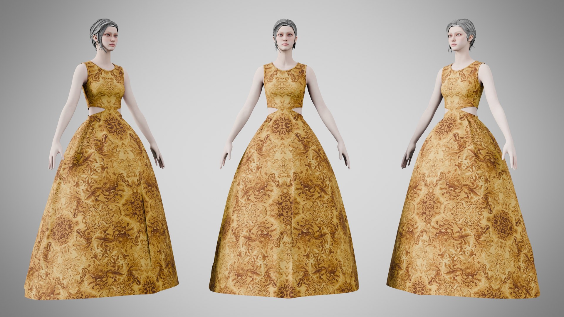 Dress 32 Amber Stream Brocade Model - TurboSquid 2498059