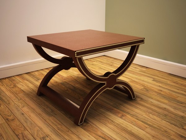 gothic leather ottoman 3d model