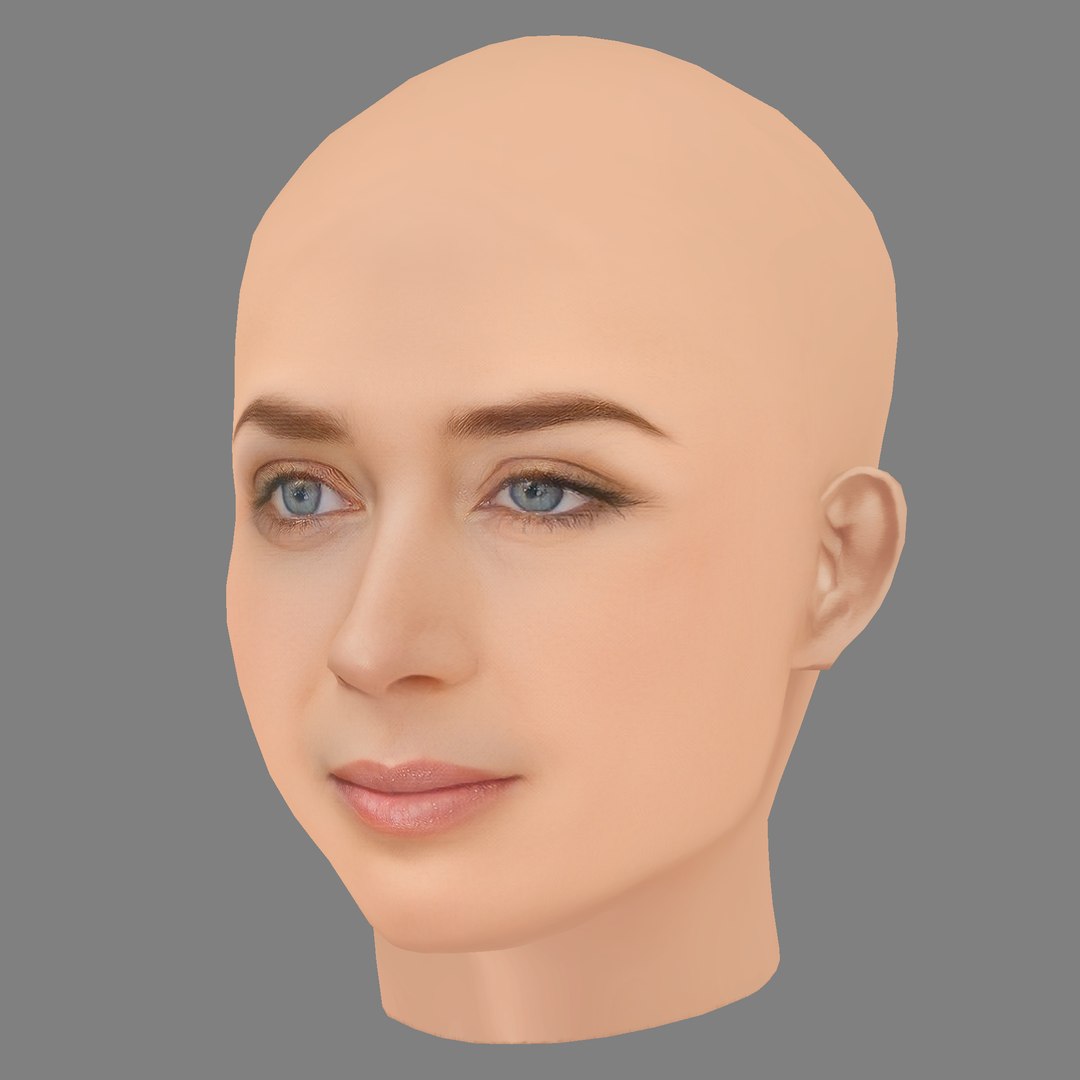 Emily Blunt Head - No Hair - Low Poly Head For Game 3D Model ...