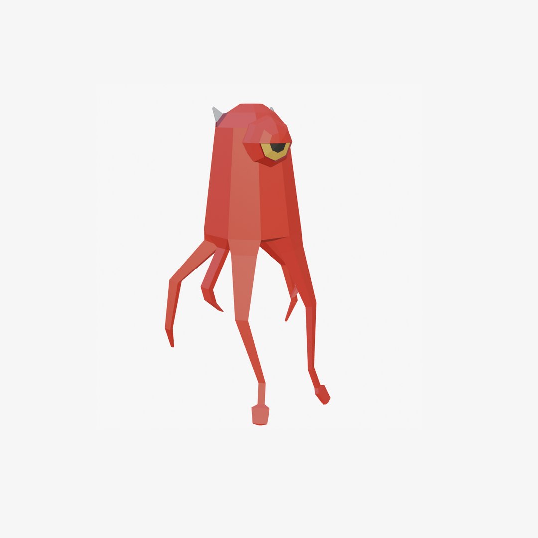 3D LOW POLY Squid Red 3D model - TurboSquid 2131192
