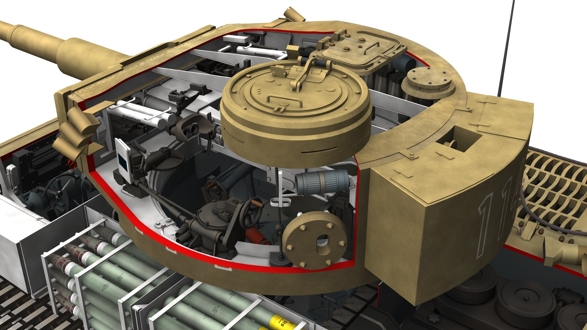 Tiger I Early Type Full Interior 3D Model - TurboSquid 1825278