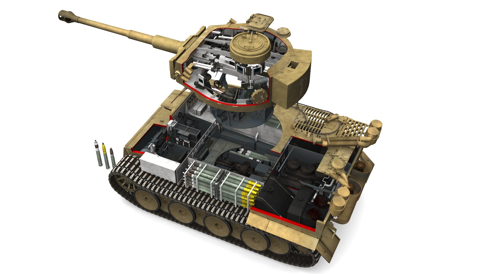 Tiger I Early Type Full Interior 3D Model - TurboSquid 1825278