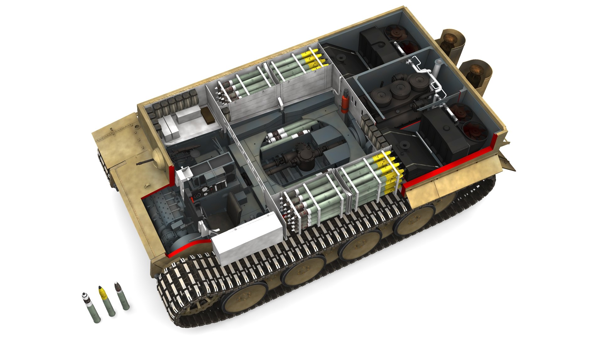 Tiger I Early Type Full Interior 3D Model - TurboSquid 1825278