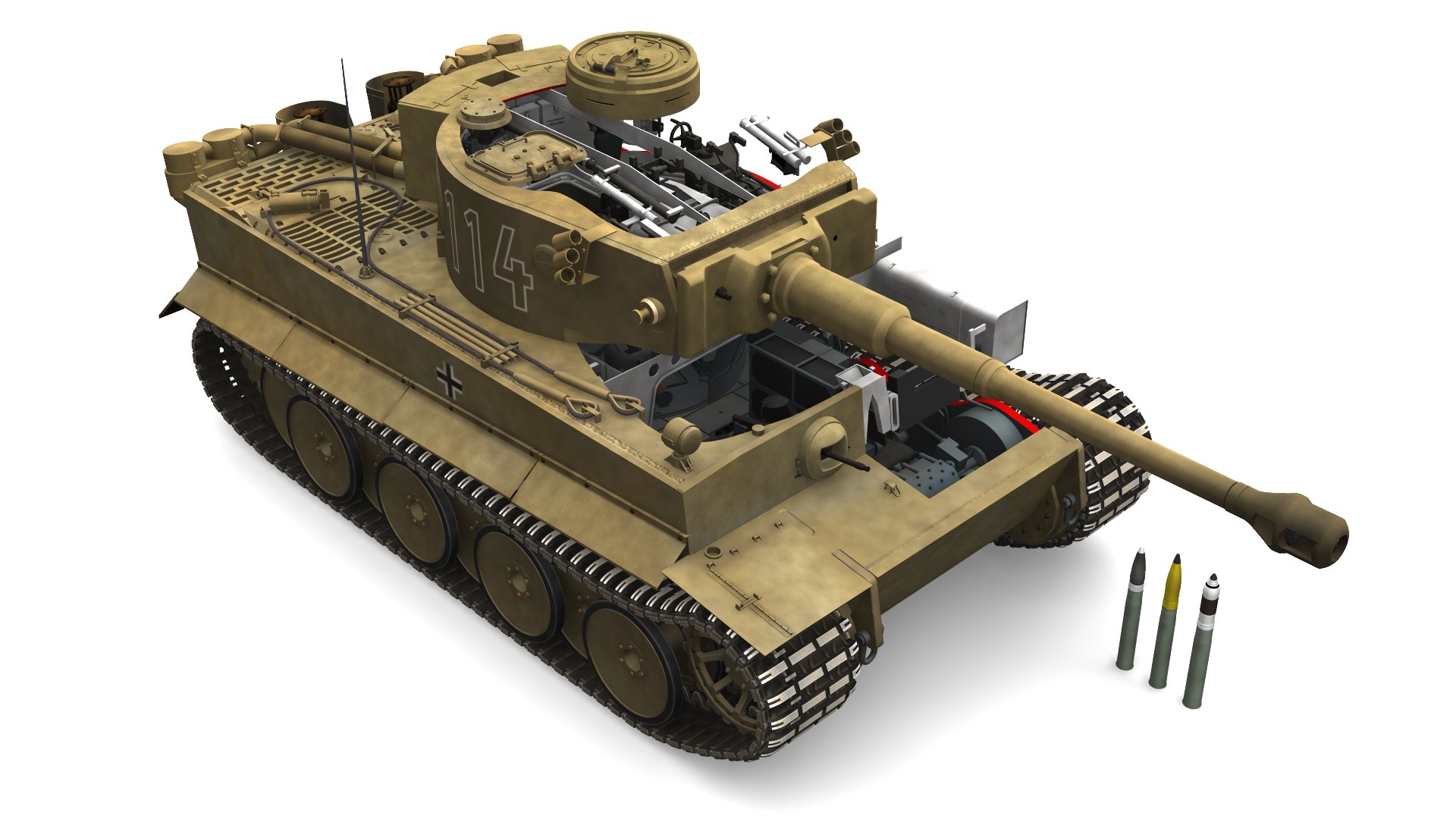 Tiger I Early Type Full Interior 3D Model - TurboSquid 1825278