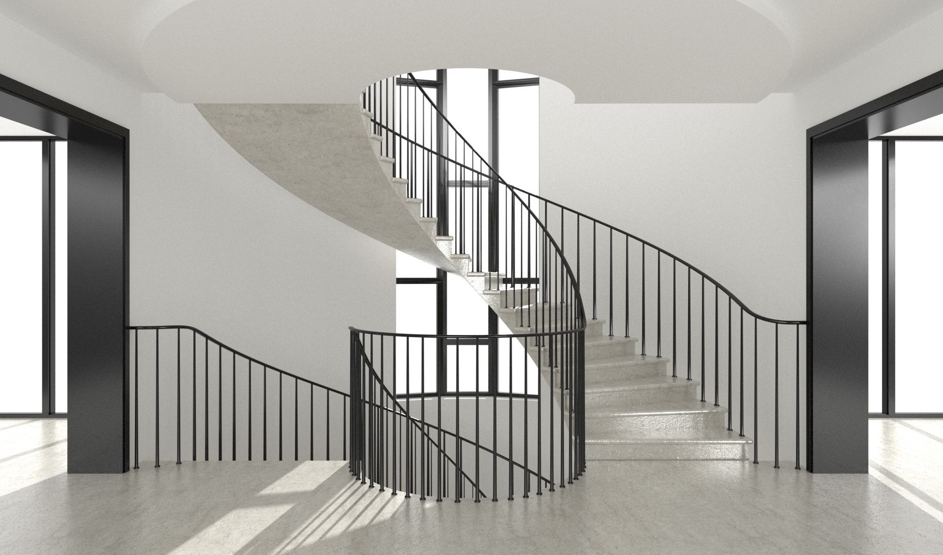 Spiral Stairs Hall Interior Model - TurboSquid 1898308