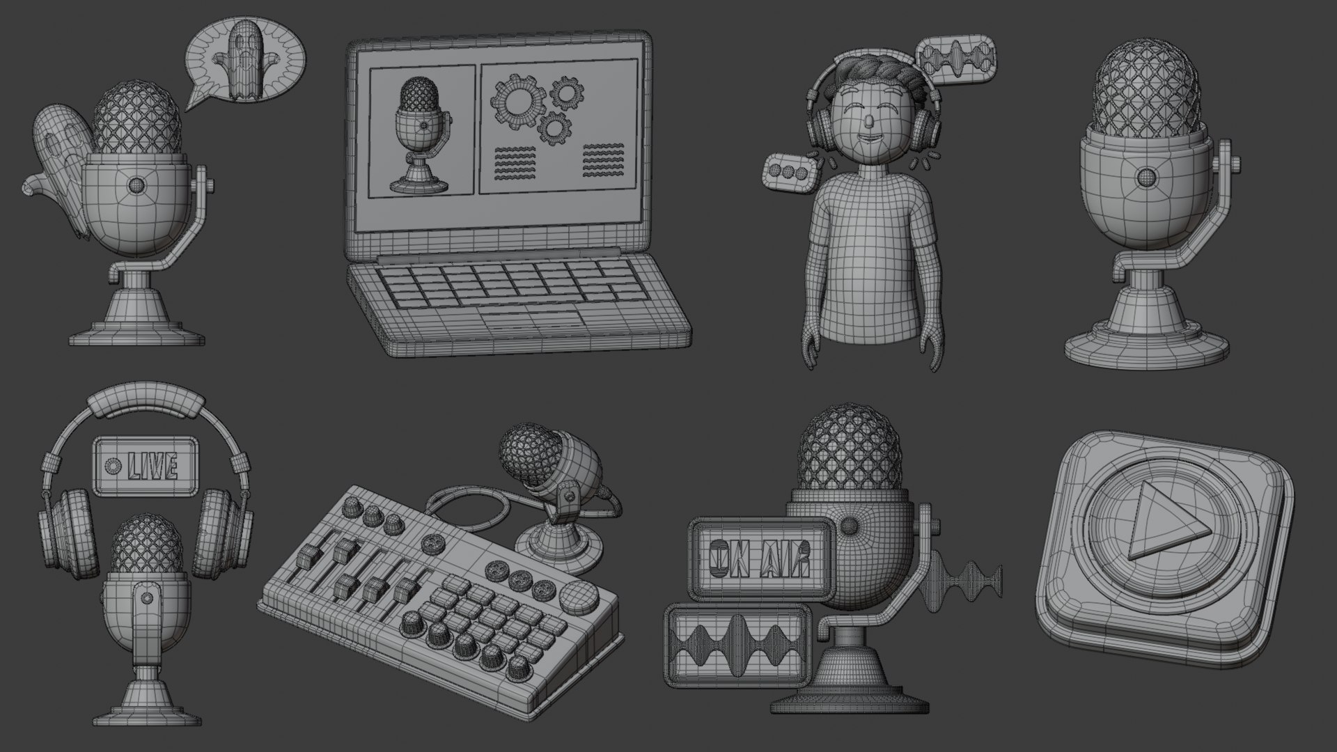 3D Podcast 3D Collection - TurboSquid 2282592