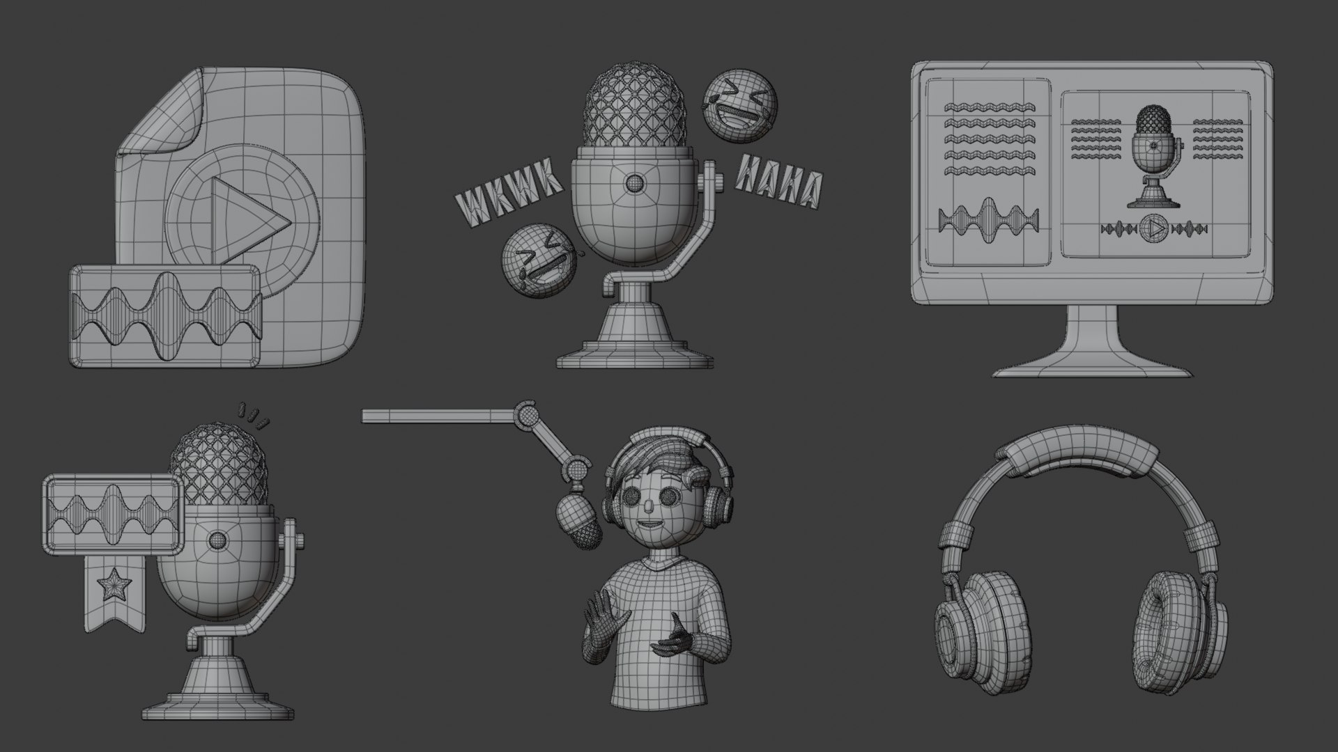 3D Podcast 3D Collection - TurboSquid 2282592
