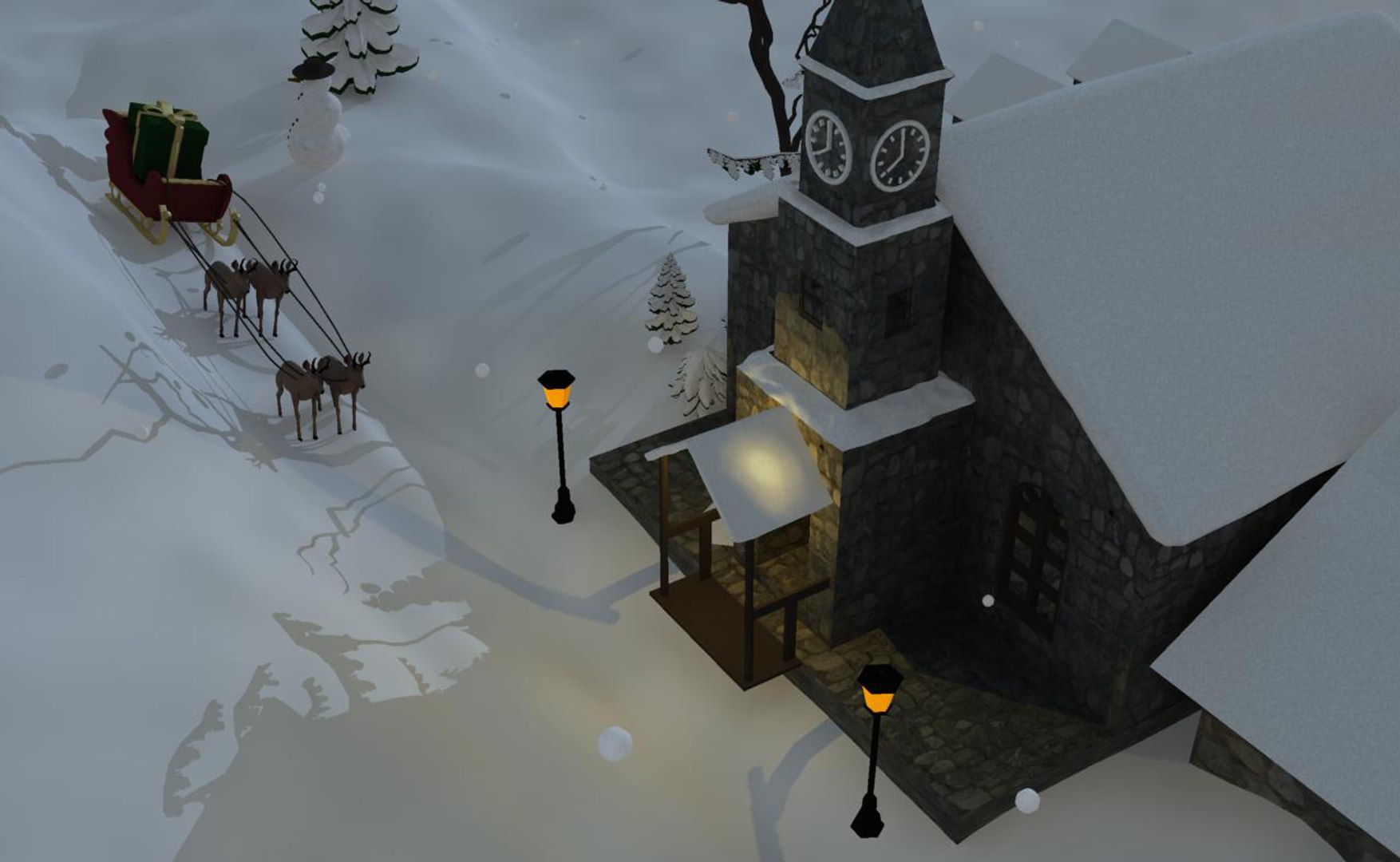 Free Christmas Scene 3d Model