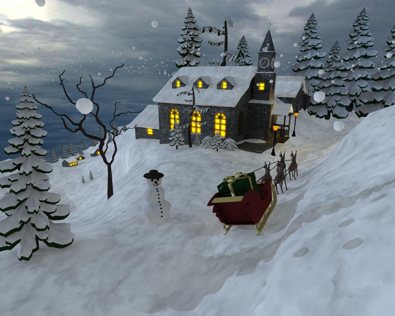 Free Christmas Scene 3d Model