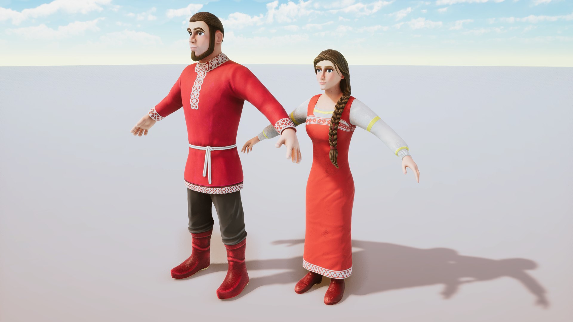 3D Stylized Character Medieval People Female and Male Collection Rigged ...
