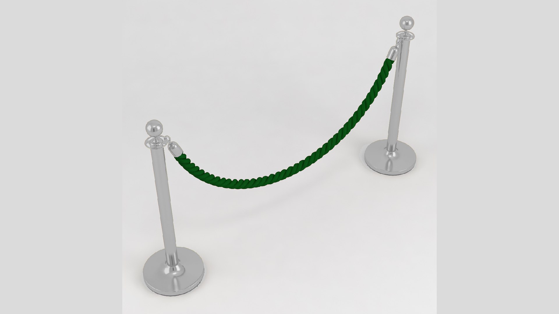 Silver Stanchion Green Velvet Rope 3D Model - TurboSquid 2296255