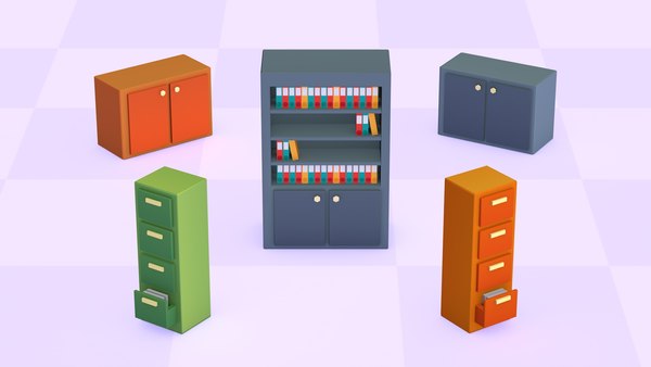 modèle 3D de Low Poly – Armoires et bibliothèque - TurboSquid 2328735