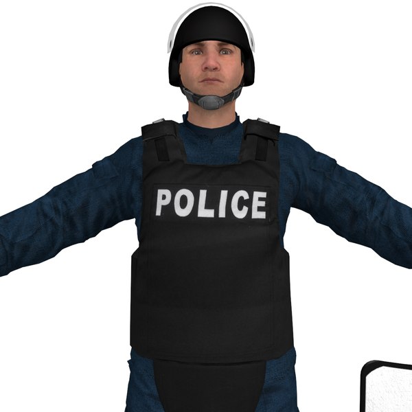 3d riot police officer
