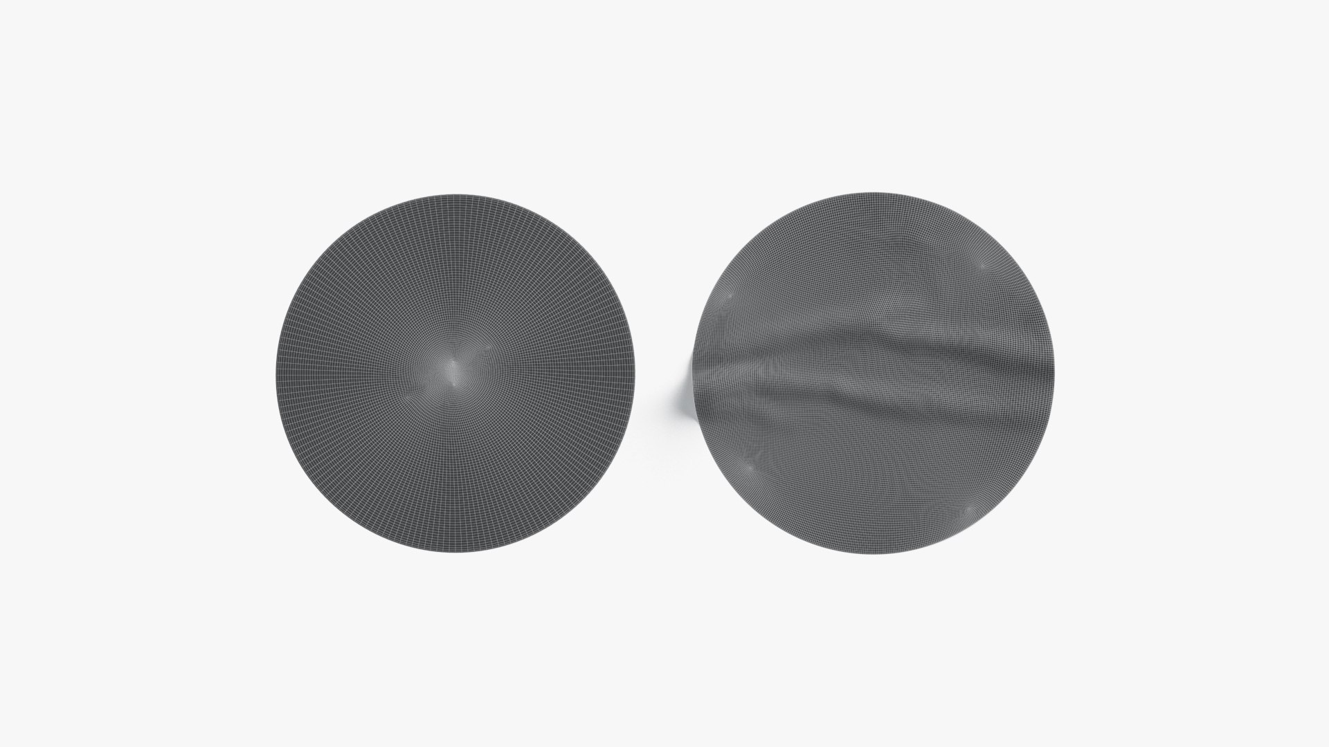 3D Model Two Black Round Stickers - Sleek And Wrinkly Sticky Tag ...