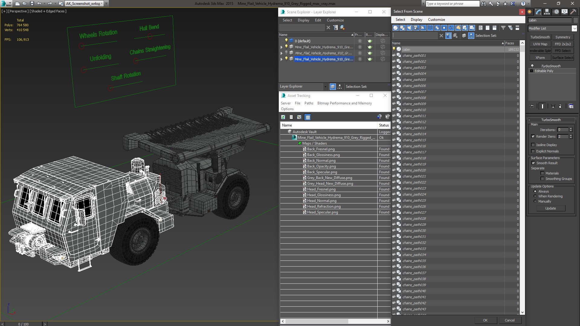 Mine Flail Vehicle Hydrema 910 Grey Rigged 3D Model - TurboSquid 2105127