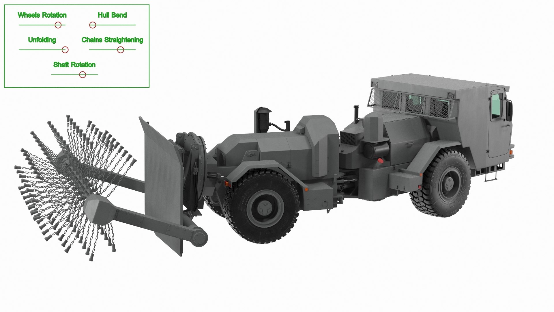 Mine Flail Vehicle Hydrema 910 Grey Rigged 3D Model - TurboSquid 2105127