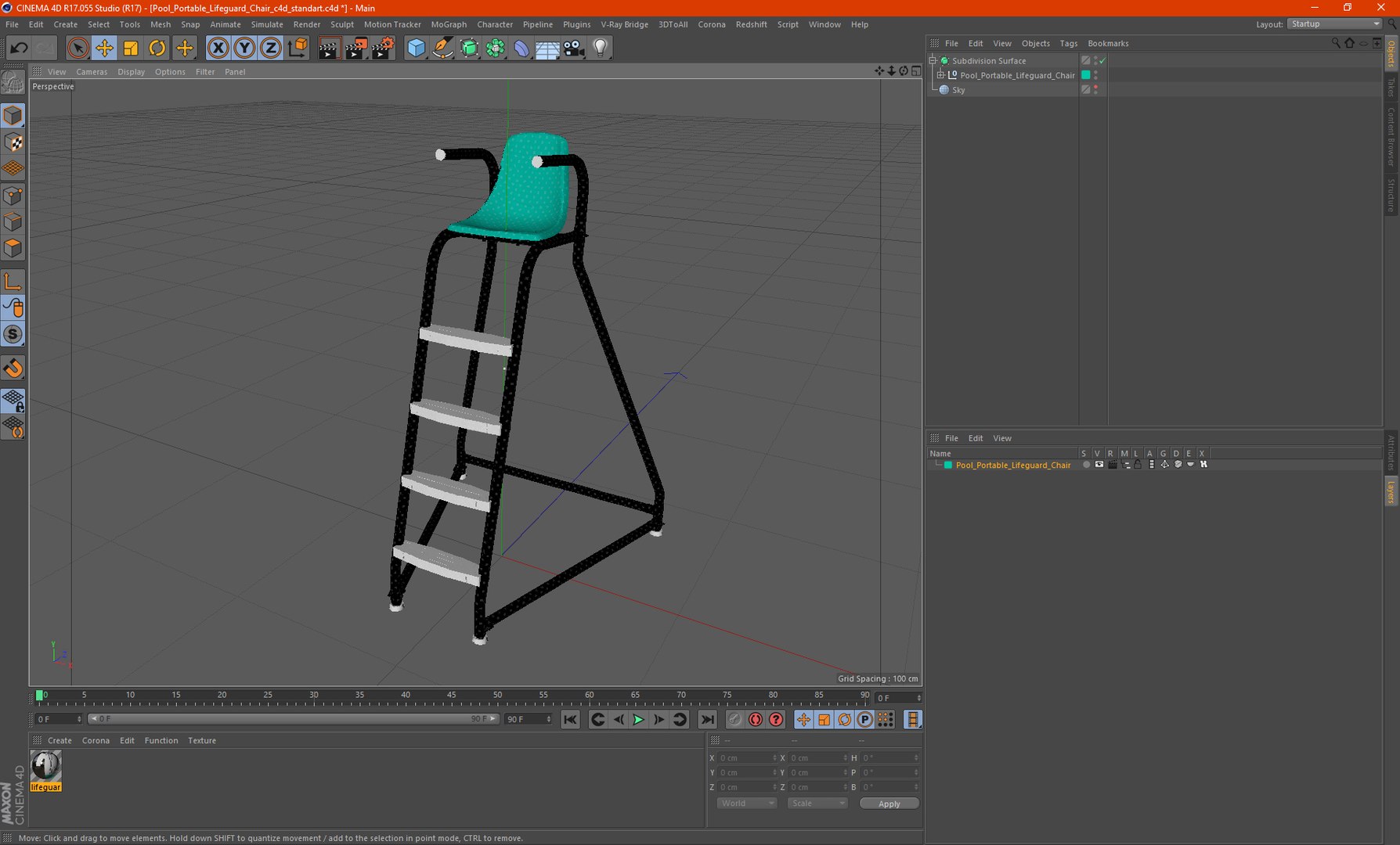 Pool Portable Lifeguard Chair 3D Model - TurboSquid 1922223
