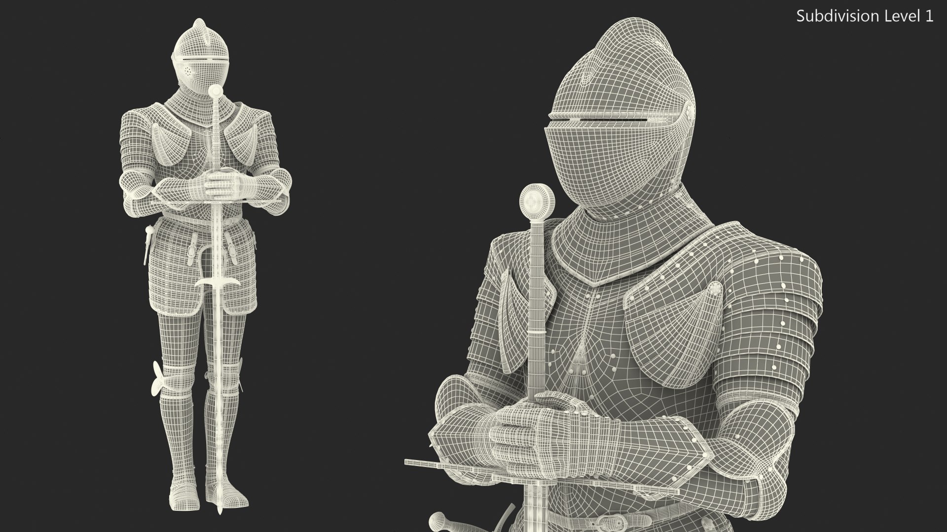 3D Medieval Knight Black Gold Full Armor Standing Pose - TurboSquid 1832862