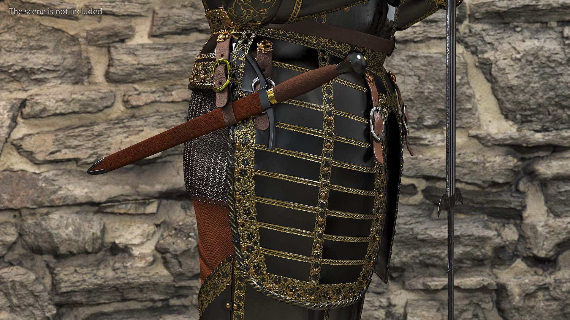 3D Medieval Knight Black Gold Full Armor Standing Pose - TurboSquid 1832862