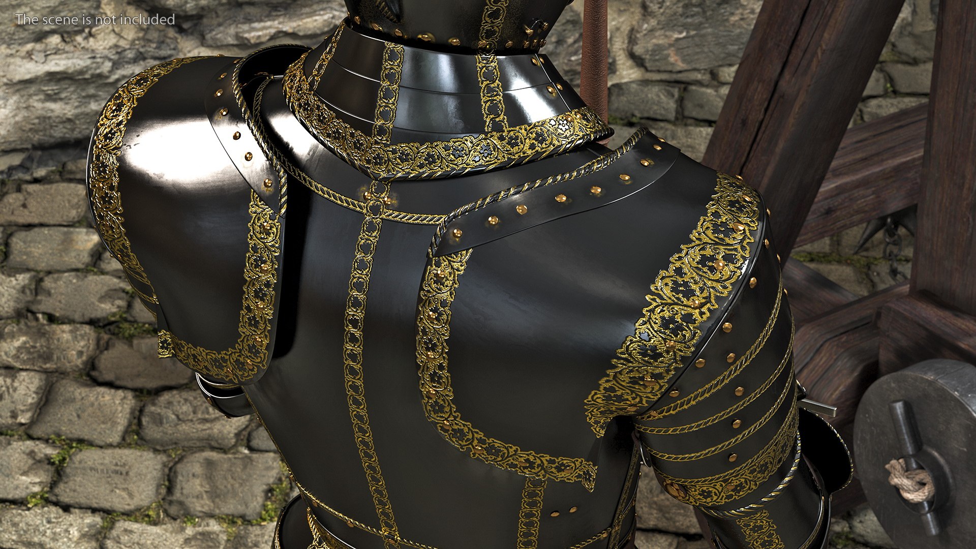3D Medieval Knight Black Gold Full Armor Standing Pose - TurboSquid 1832862
