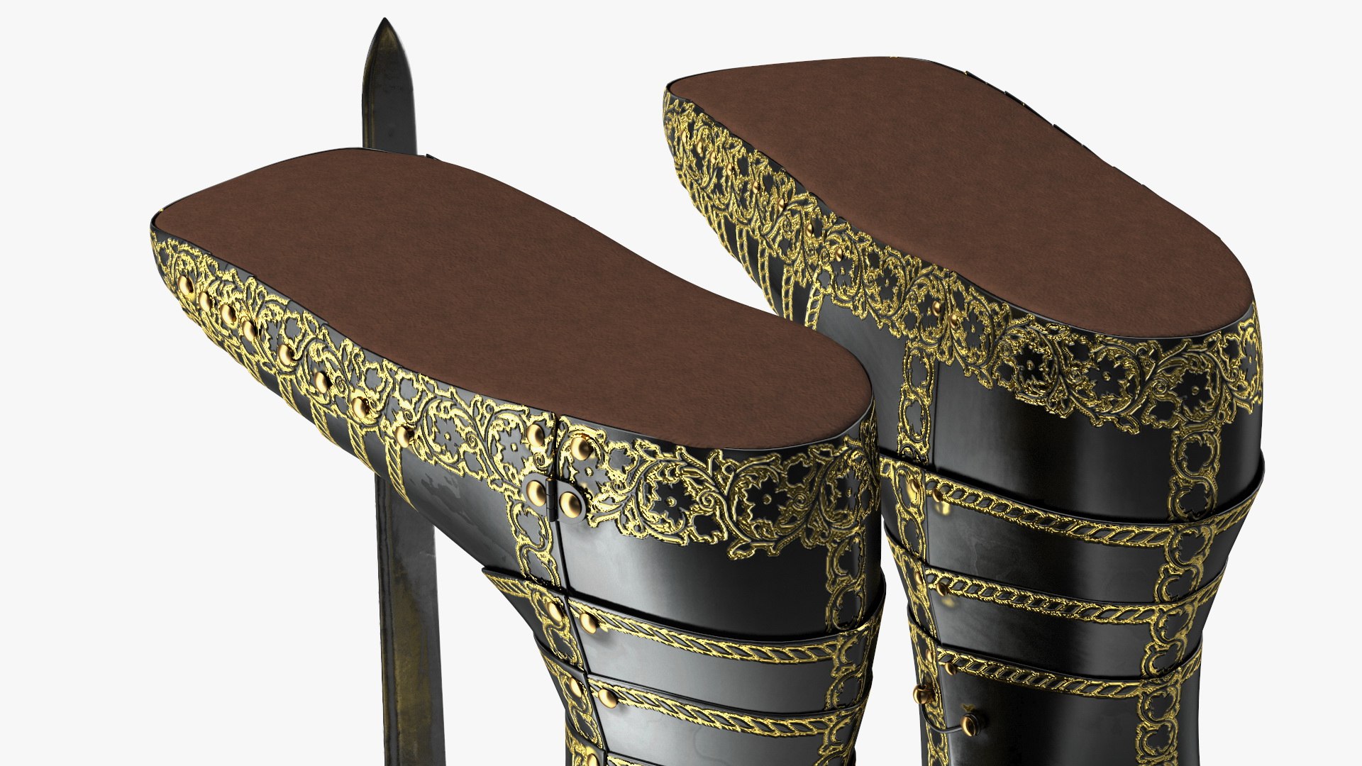 3D Medieval Knight Black Gold Full Armor Standing Pose - TurboSquid 1832862