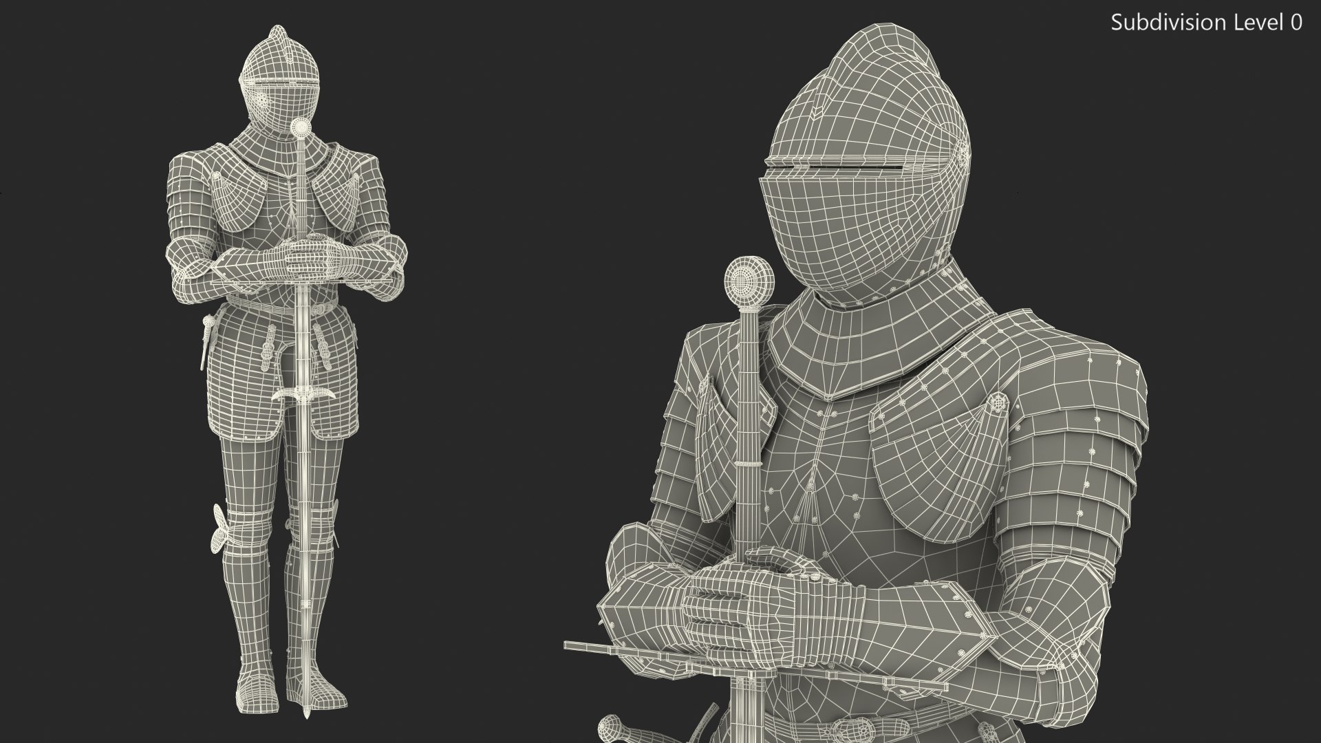 3D Medieval Knight Black Gold Full Armor Standing Pose - TurboSquid 1832862