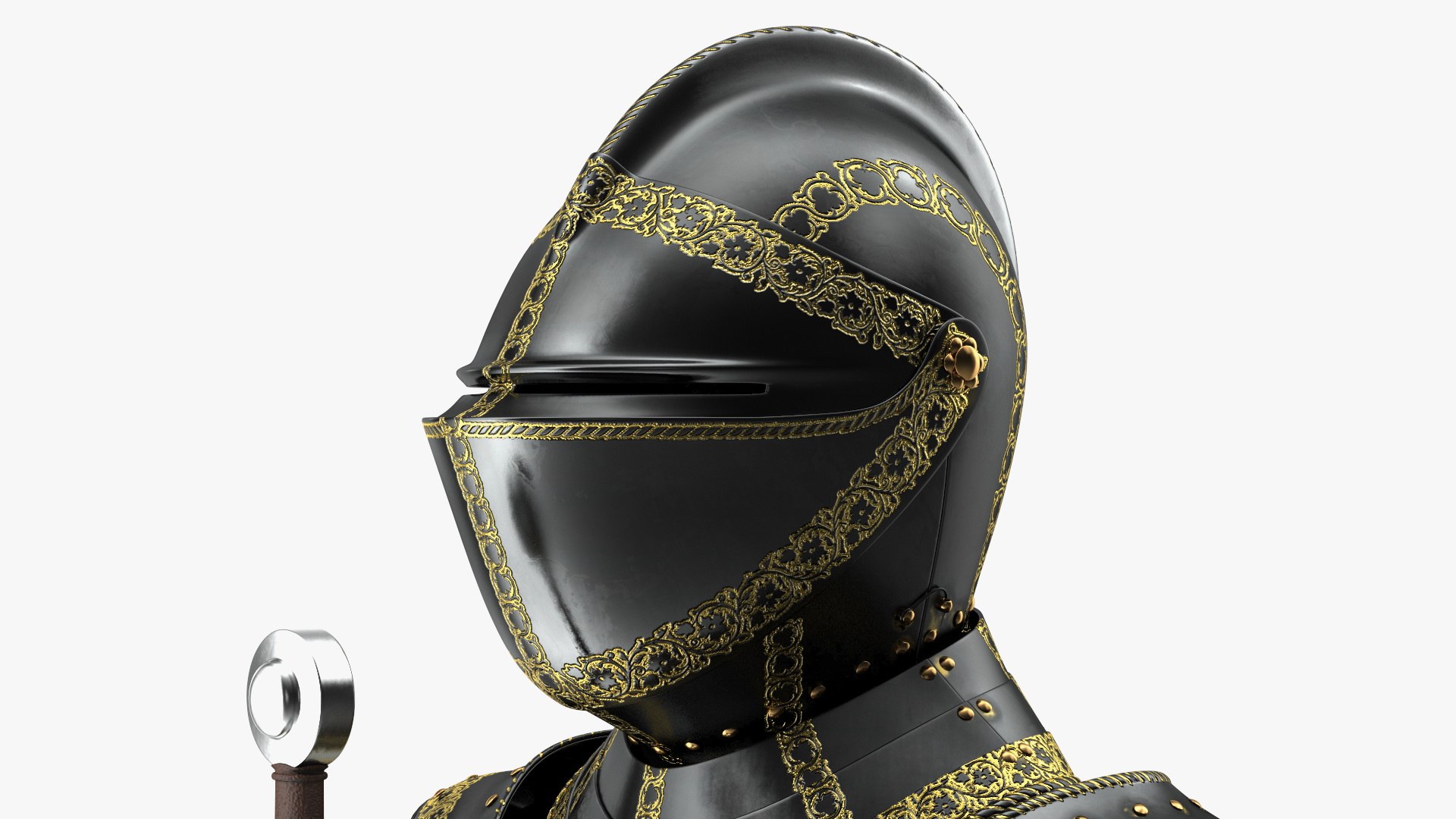3D Medieval Knight Black Gold Full Armor Standing Pose - TurboSquid 1832862