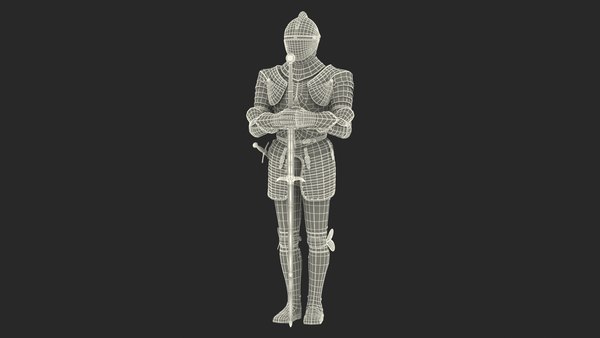 3D Medieval Knight Black Gold Full Armor Standing Pose - TurboSquid 1832862