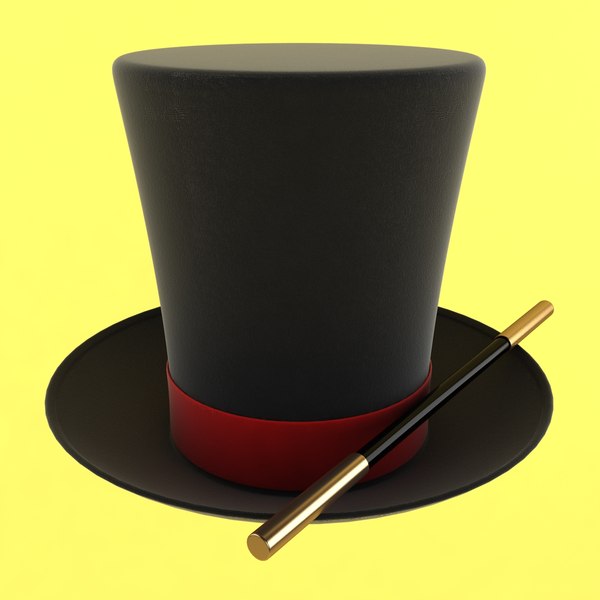 3d magician hat wand