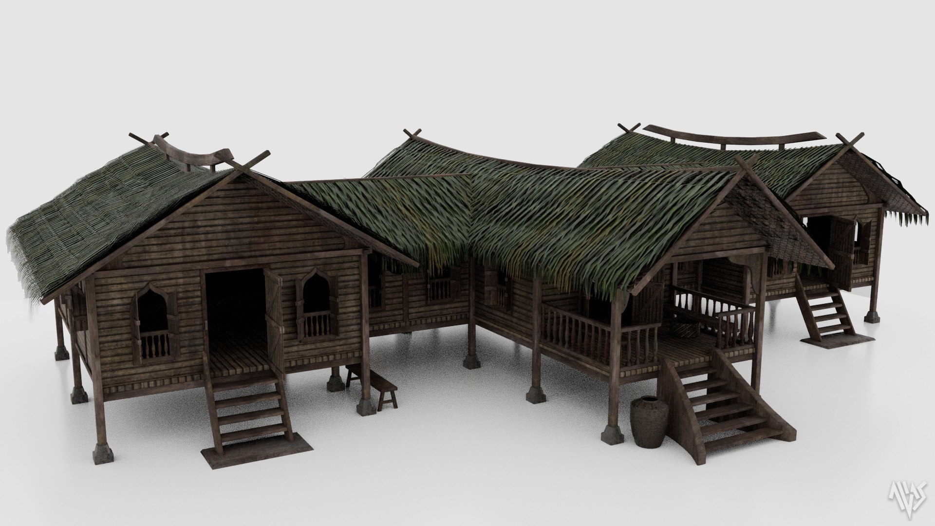 3D South East Asian Village House V01 - TurboSquid 2301911