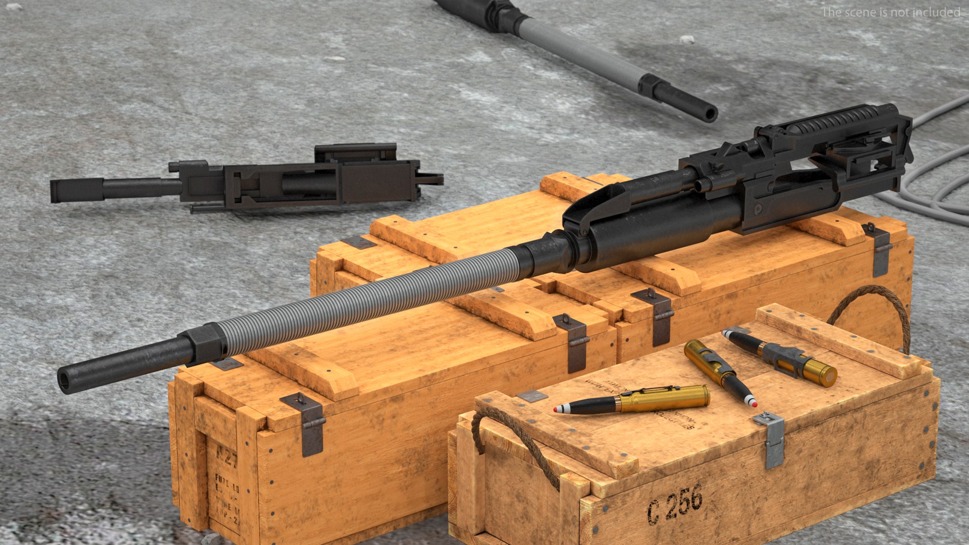 Aircraft Cannon Gryazev-Shipunov GSh-30-1 With Ammo 3D Model ...