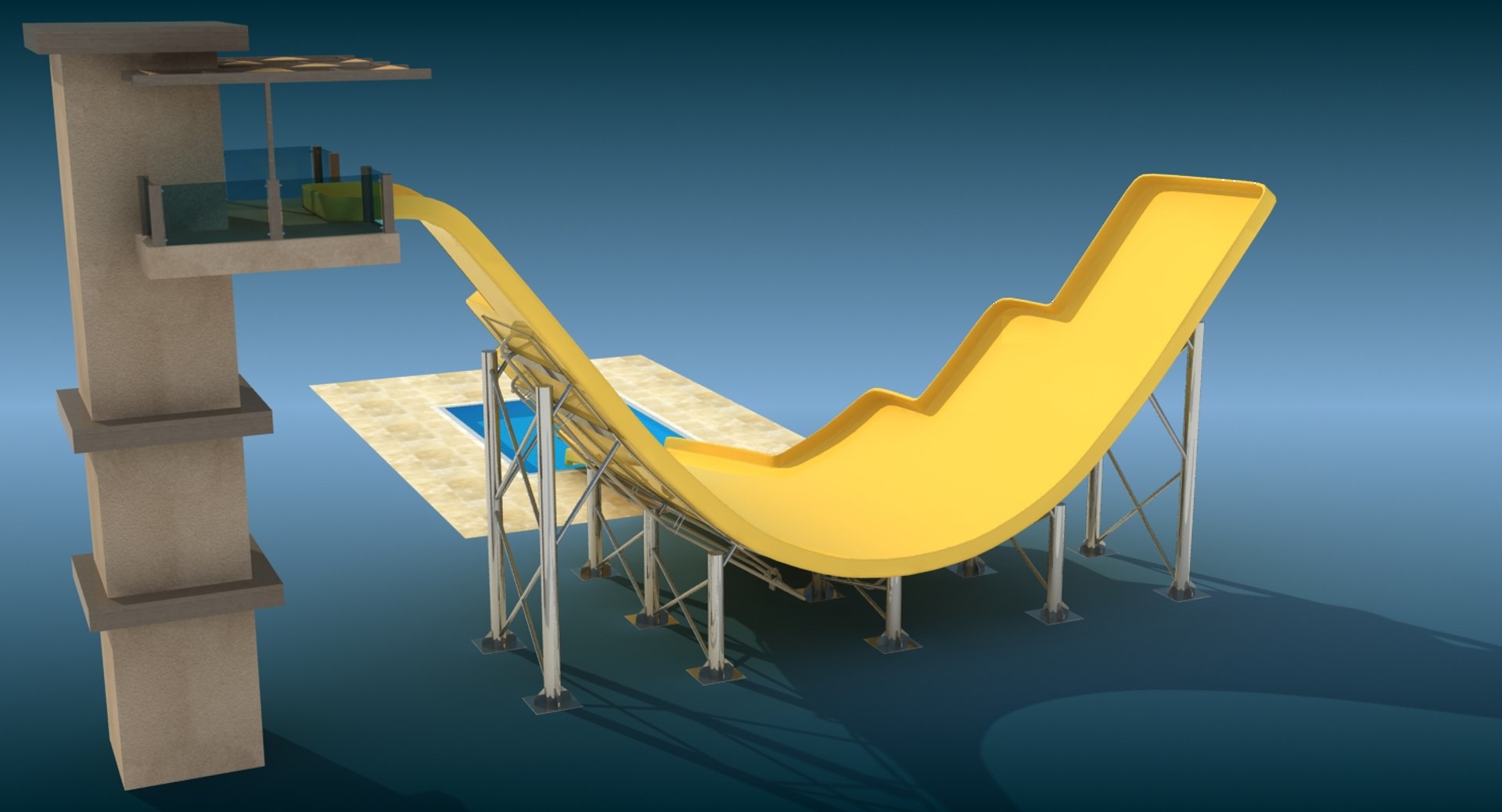 3d 3ds Waterslide Slide
