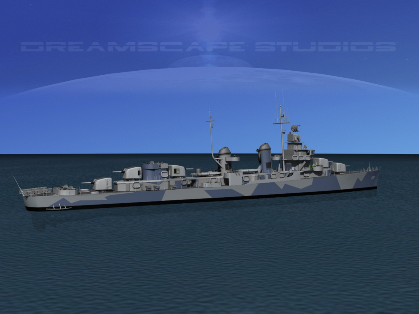 anti-aircraft fletcher class destroyers 3d max