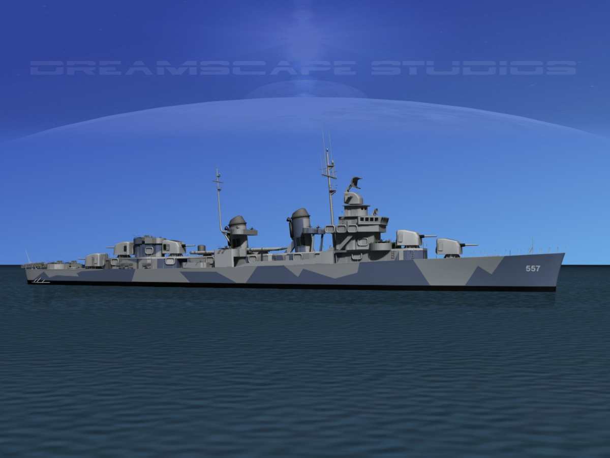 anti-aircraft fletcher class destroyers 3d max