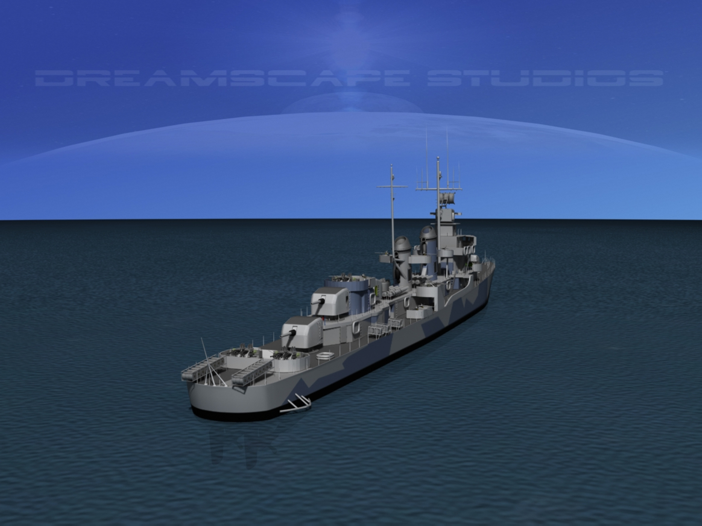 anti-aircraft fletcher class destroyers 3d max