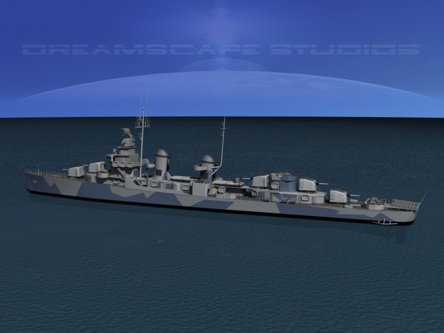 anti-aircraft fletcher class destroyers 3d max