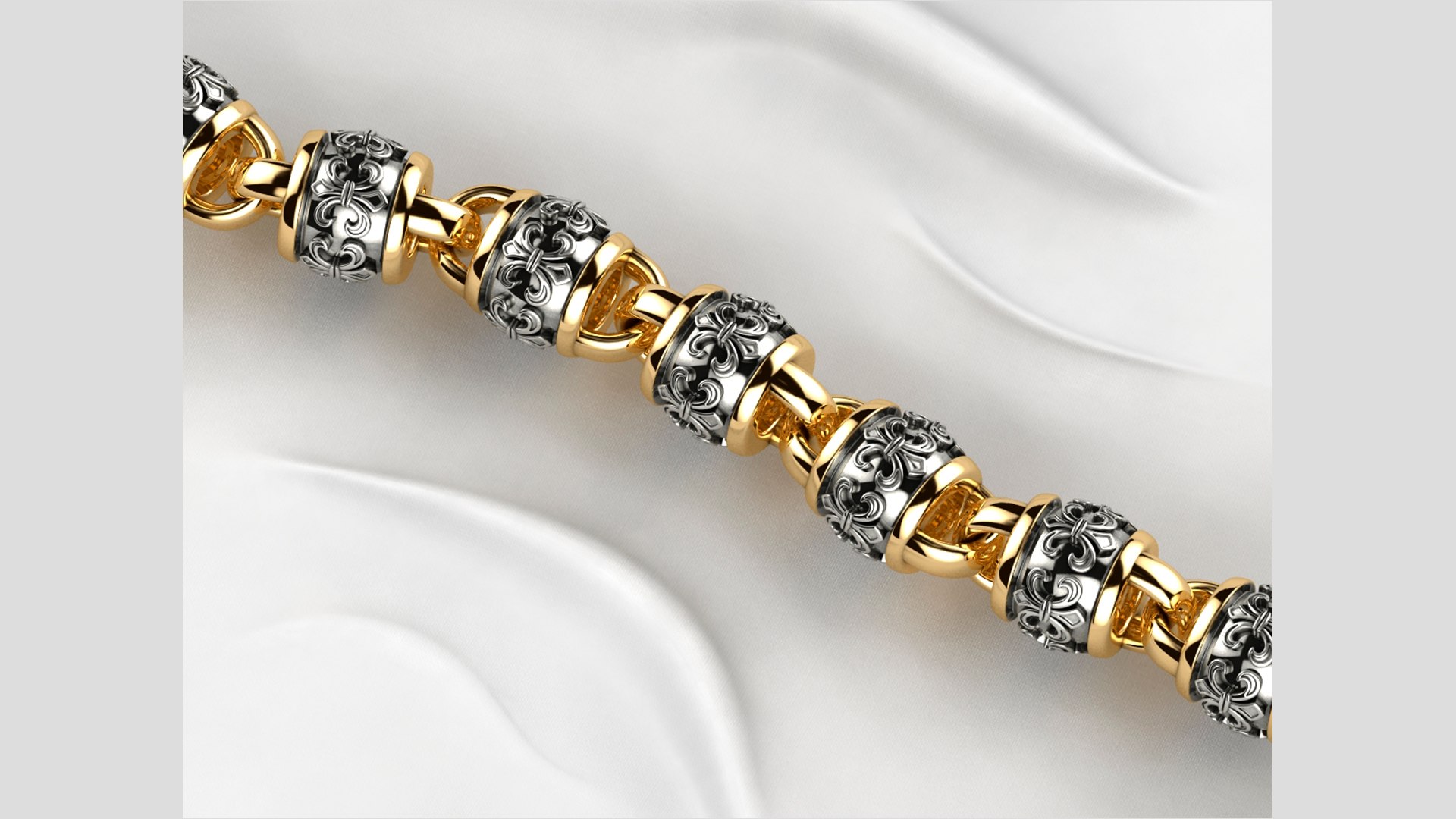 3D Rhodium Plating Gold Chain Bracelet Model - TurboSquid 1812929