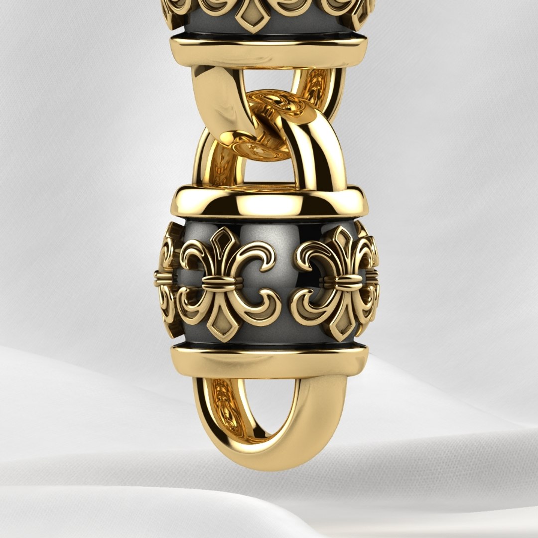 3D Rhodium Plating Gold Chain Bracelet Model - TurboSquid 1812929